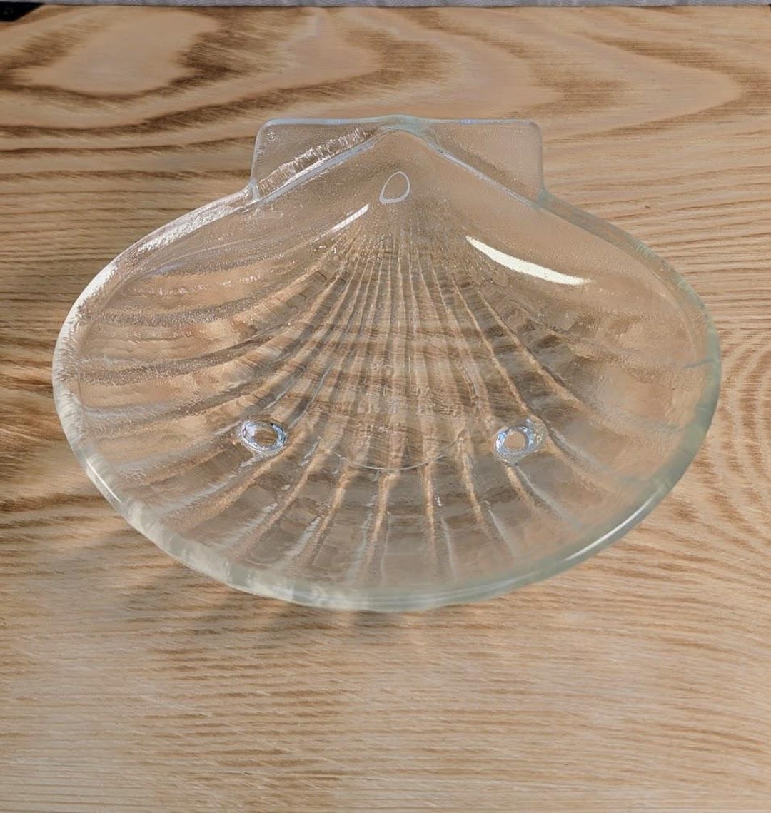 Vintage Footed Glass Clamshell Dish – Coastal Nautical Home Decor - Etsy