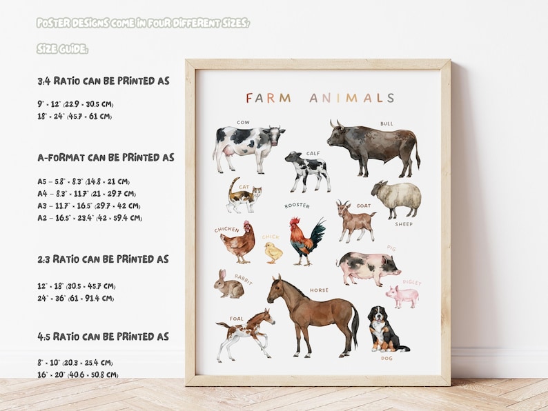 Farm Animals Poster | Domestic Animals Print | Educational Posters ...