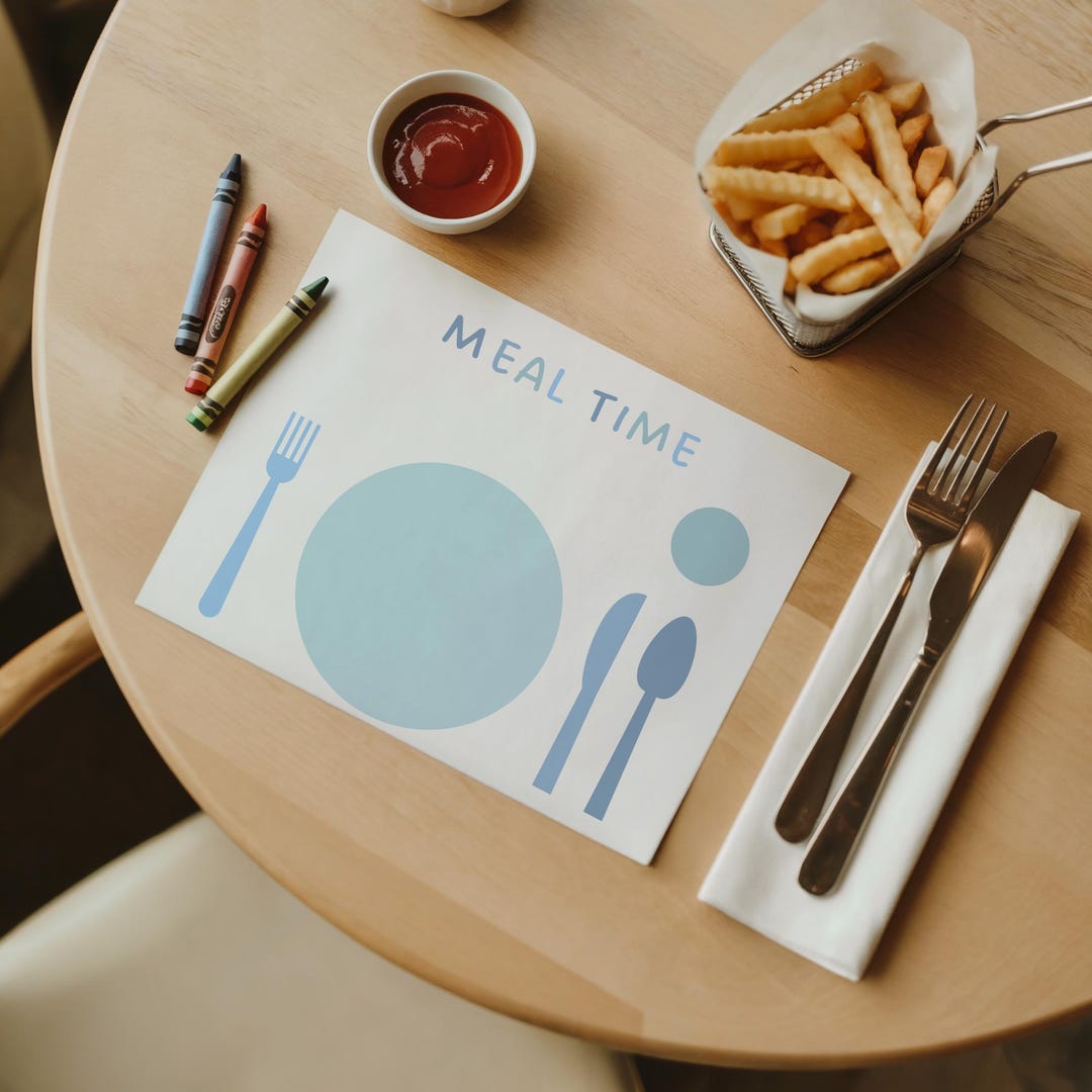 Blue Printable Kids Placemat | Mealtime Placemat for Kids | Toddler ...