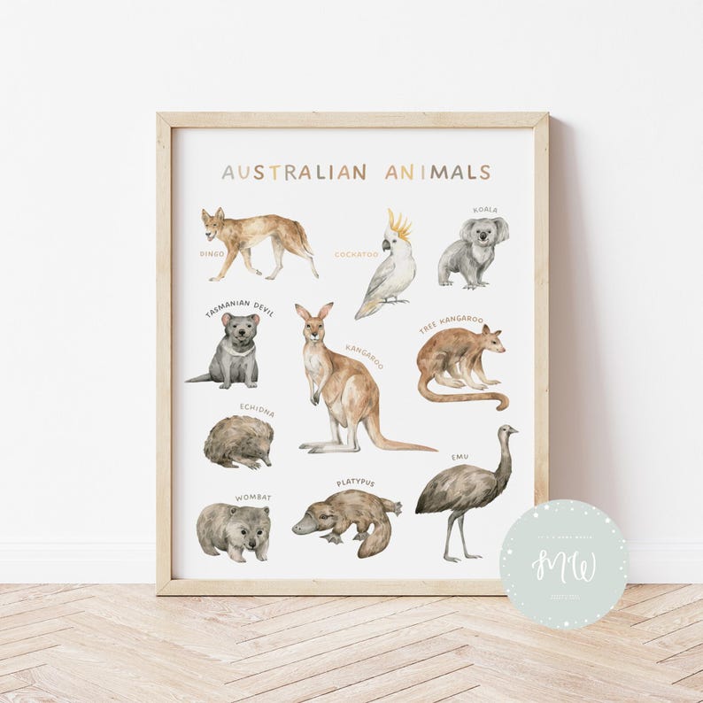 Australian Animals Poster: Kids Educational Wall Art (digital Download ...