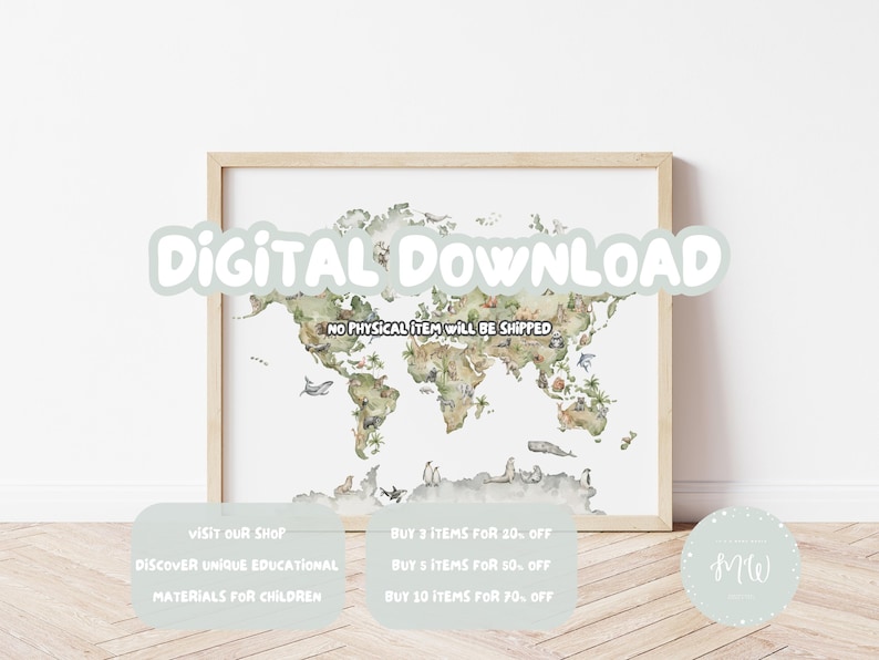 Animal World Map Poster | Kids World Map | Educational Posters ...