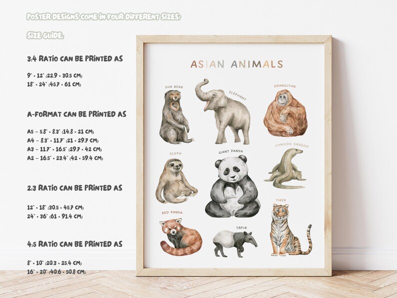 Asian Animals Poster: Educational World Map (digital Download) - Etsy