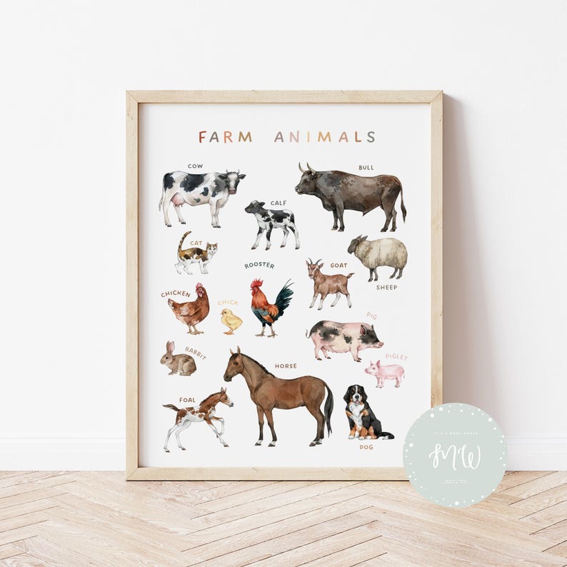 Farm Animals Poster | Domestic Animals Print | Educational Posters ...