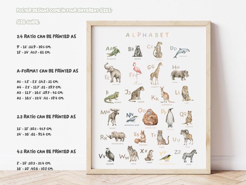 Animal Alphabet Poster: Educational Classroom & Playroom Decor (digital ...