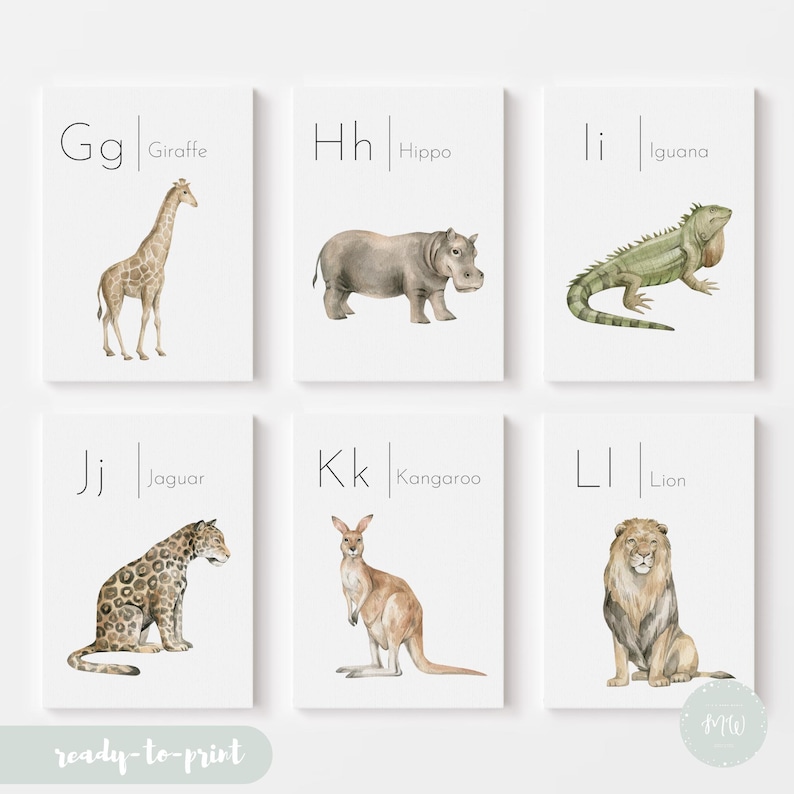 26 Alphabet Animal Flashcards – Printable Educational Cards for Kids ...