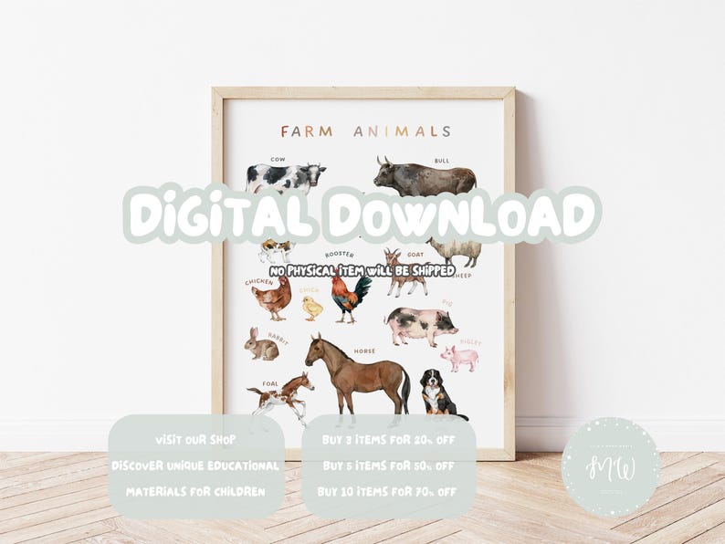 Farm Animals Poster | Domestic Animals Print | Educational Posters ...