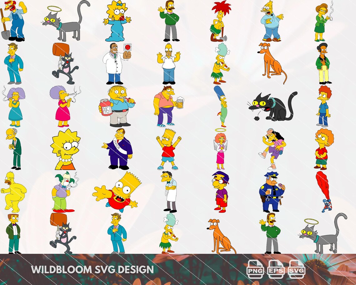 Simp.sons SVG PNG EPS Files Bundle, Simp.sons Layered, Simp.sons Cricut ...