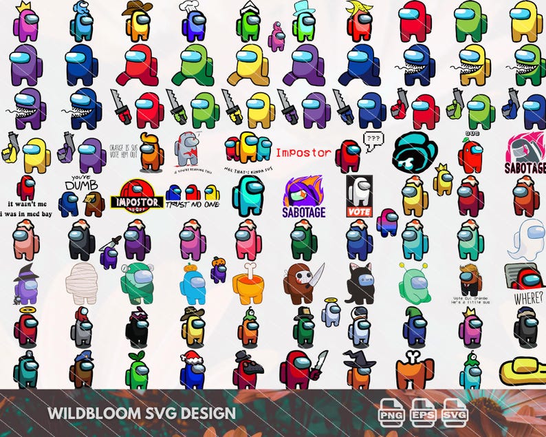 Amon.g Us SVG PNG EPS Files Bundle, Amon.g Us Layered, Amon.g Us Cricut ...