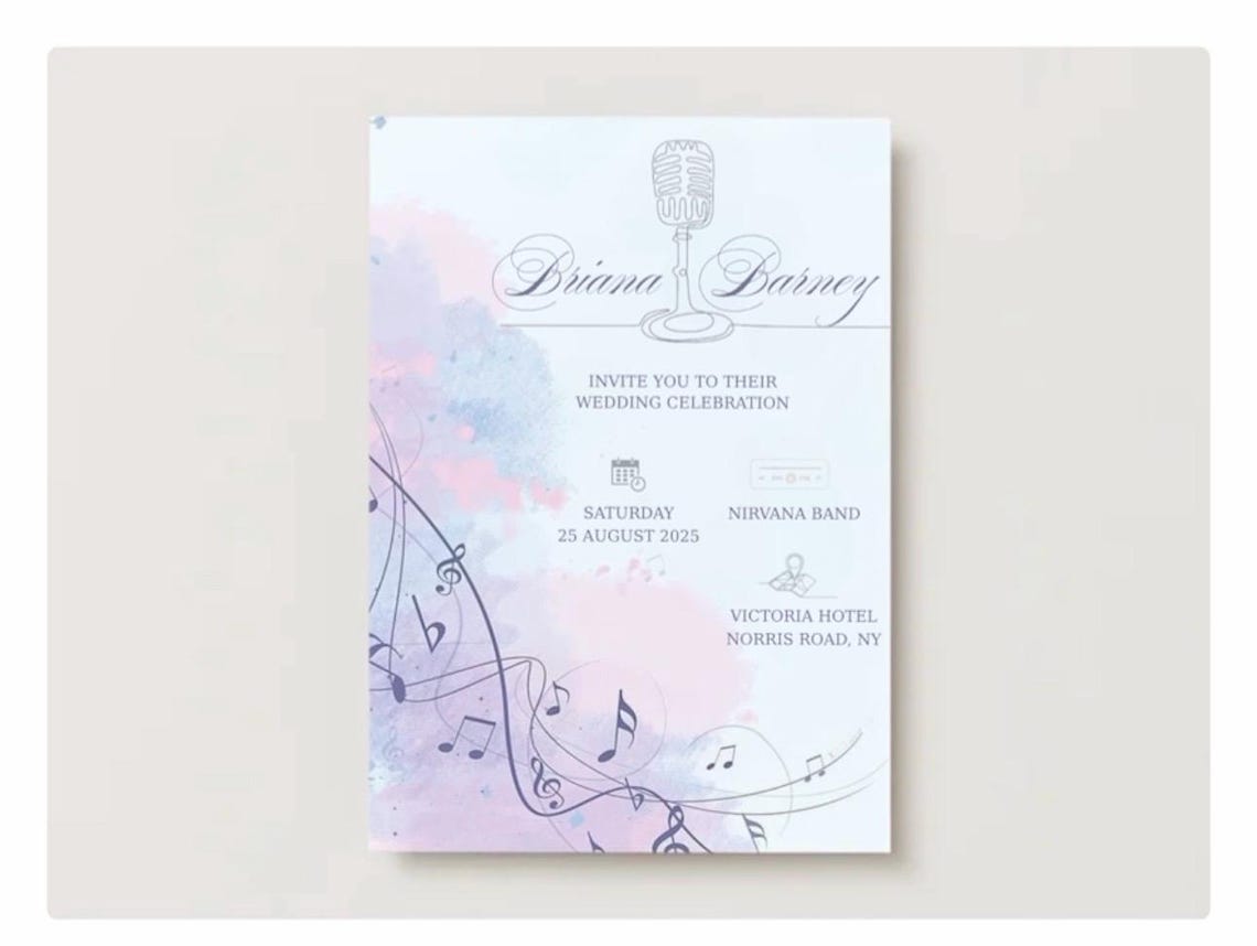 Editable Music Wedding Invitation - Etsy
