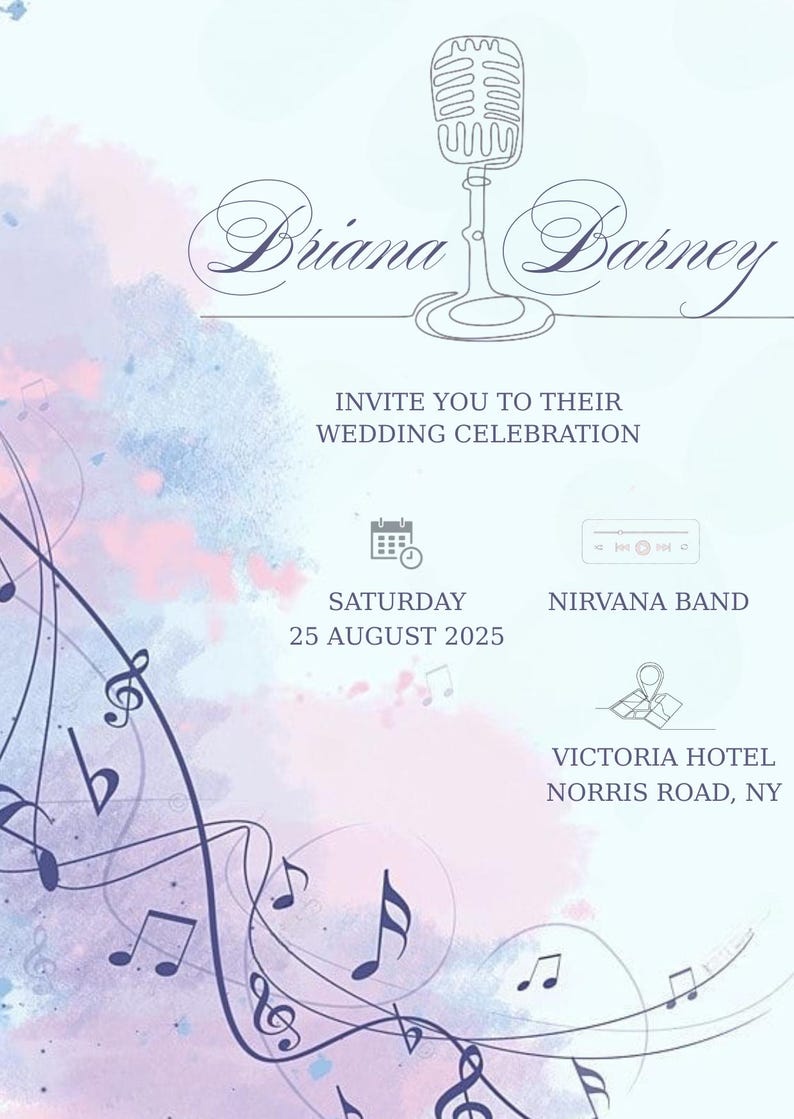 Editable Music Wedding Invitation - Etsy