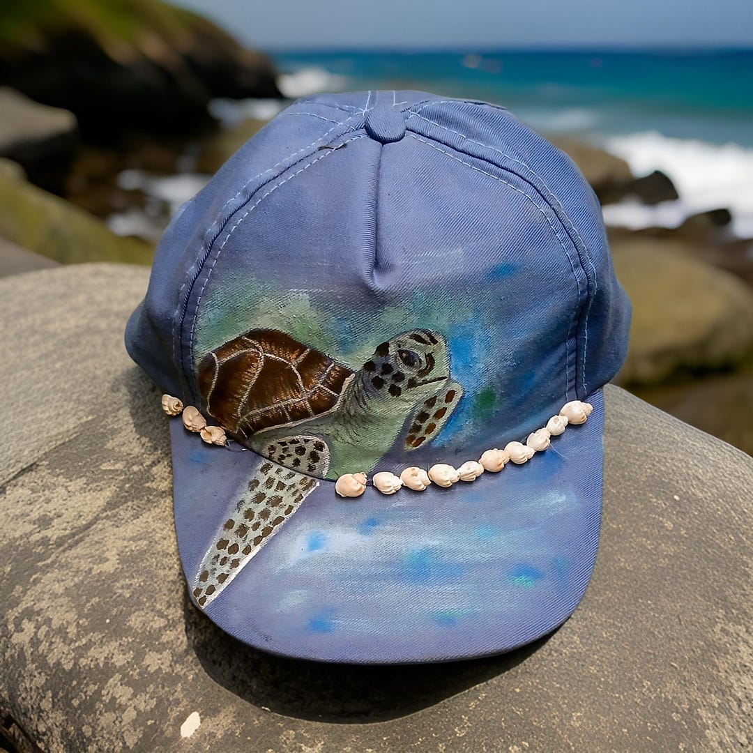 Hand-painted Turtle Cap - Etsy