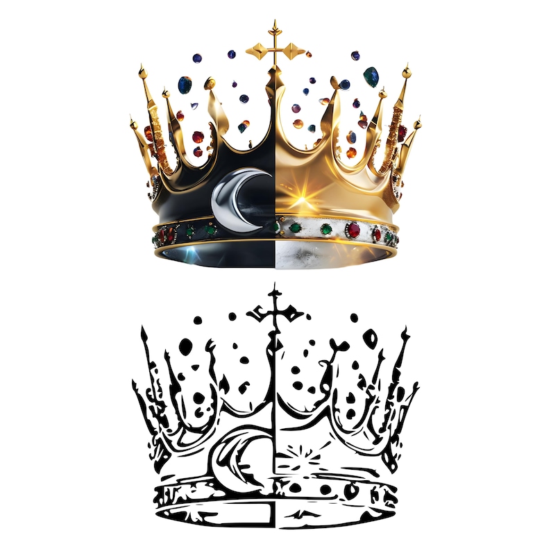 Moon Sun Crown SVG & PNG for Sublimation King Queen Crown Clipart ...