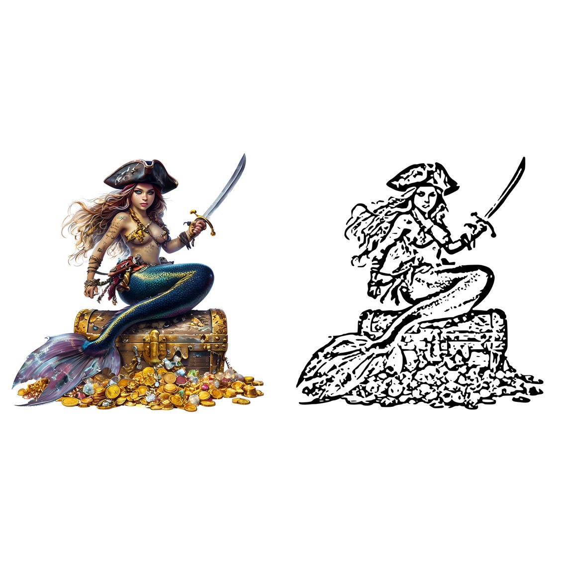 Mermaid SVG & PNG for Sublimation Pirate SVG Clipart Loot Art - Etsy