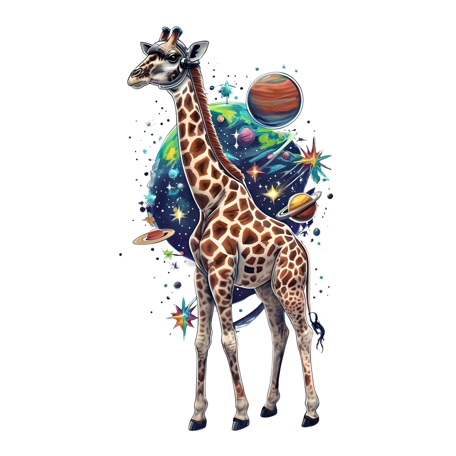Giraffe SVG & PNG for Sublimation Astronaut Clipart Giraffe in Space ...