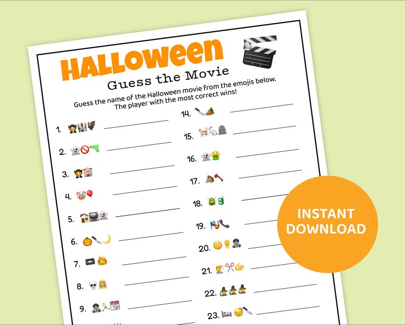 Halloween Guess the Movie Game, Emoji Pictionary, Printable Halloween ...
