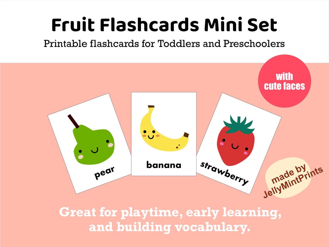 Printable Fruit Flashcards Mini Set Vol. 1 | 6 Cute and Colourful ...
