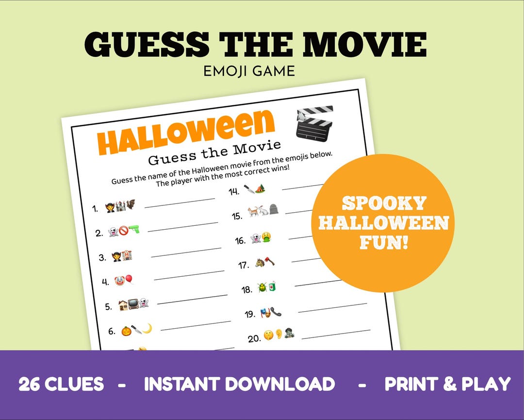 Halloween Guess the Movie Game, Emoji Pictionary, Printable Halloween ...