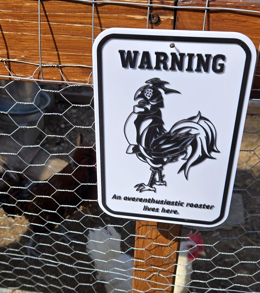 Rooster Warning Chicken Coop Sign! - Etsy