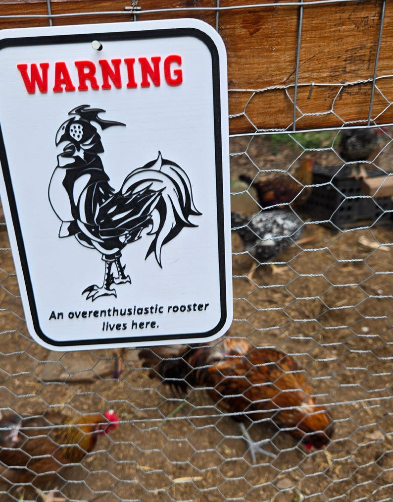 Rooster Warning Chicken Coop Sign! - Etsy