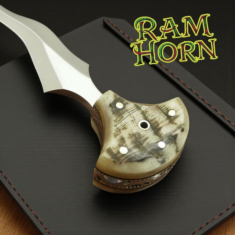 LOM Survival Dagger Knife | Fixed Blade Hunting, Tactical With Ram Horn ...