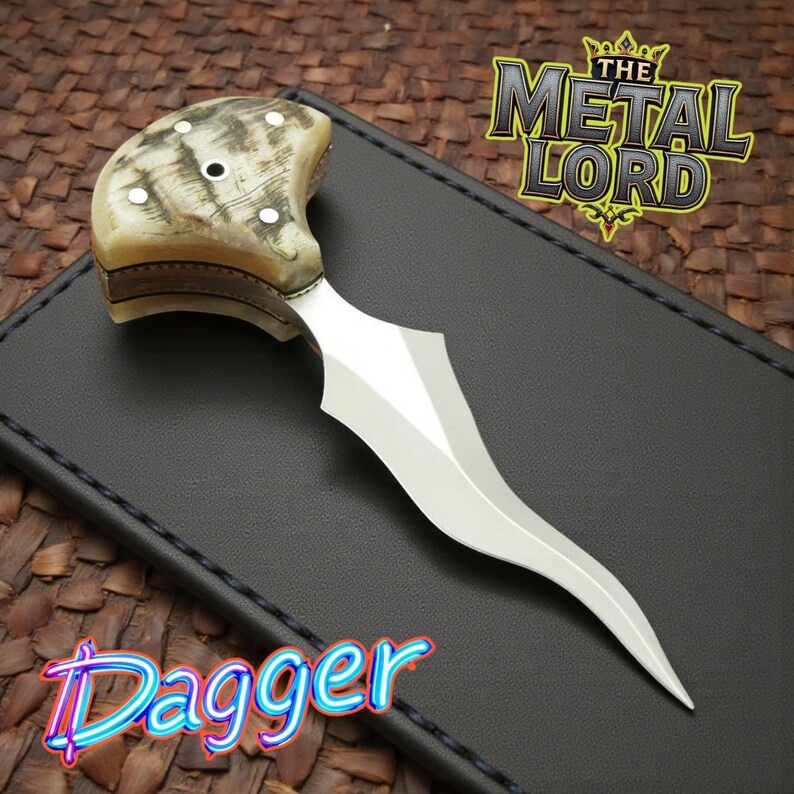 LOM Survival Dagger Knife | Fixed Blade Hunting, Tactical With Ram Horn ...