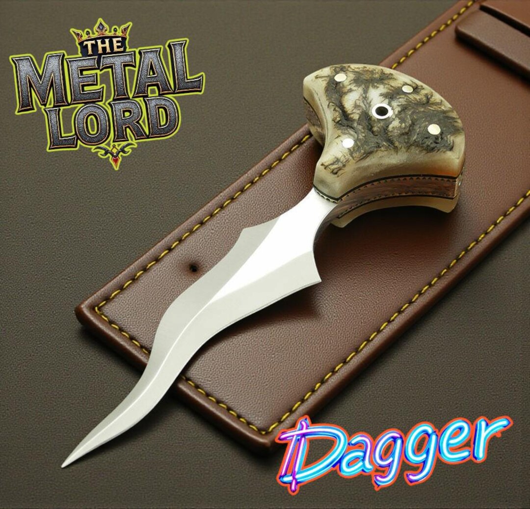 LOM Survival Dagger Knife | Fixed Blade Hunting, Tactical With Ram Horn ...