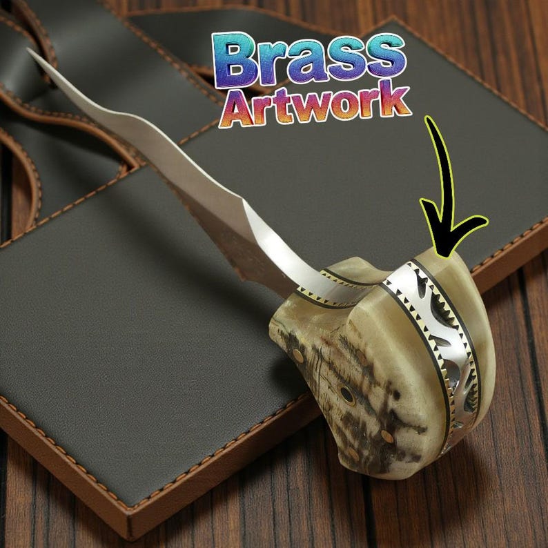 LOM Survival Dagger Knife | Fixed Blade Hunting, Tactical With Ram Horn ...