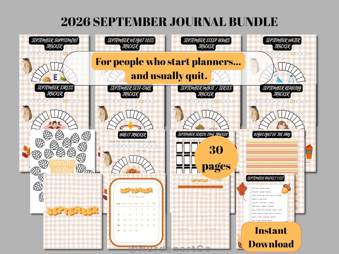 2026 September Journal | Autumn Planner PDF | Simple Monthly Planner ...