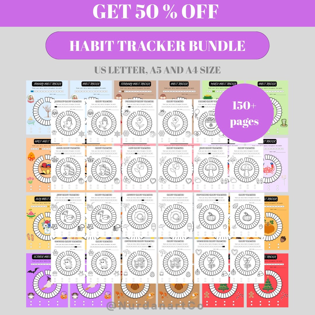 Printable Habit Tracker Bundle: Self Improvement Planner (PDF) - Etsy