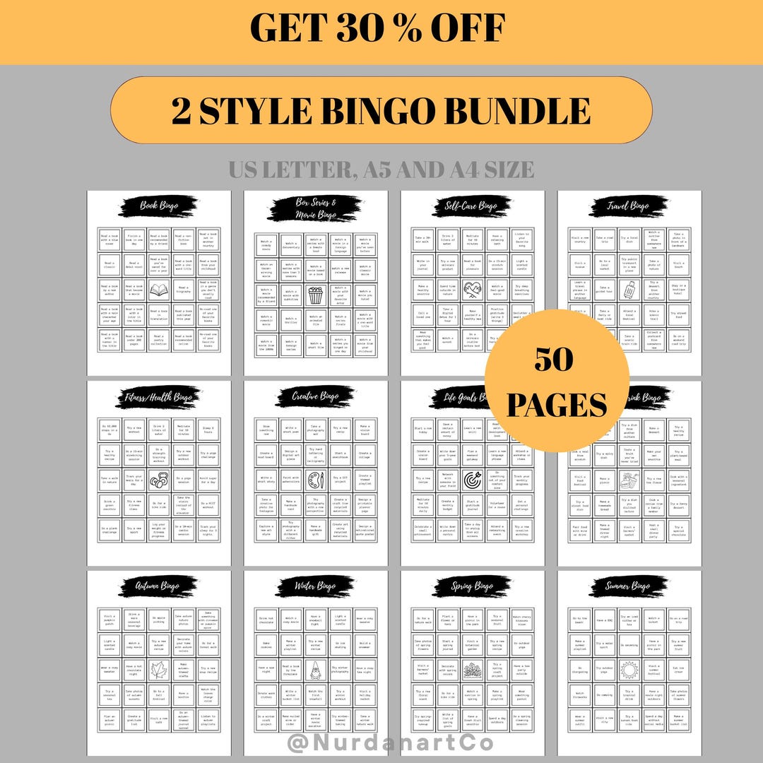 Bingo Card Bundle Printable 2026, Winter Bingo, Seasonal Bingo, Book ...