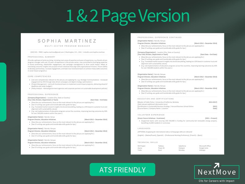 ATS Resume Template, ATS Friendly Resume Template, Professional Resume ...