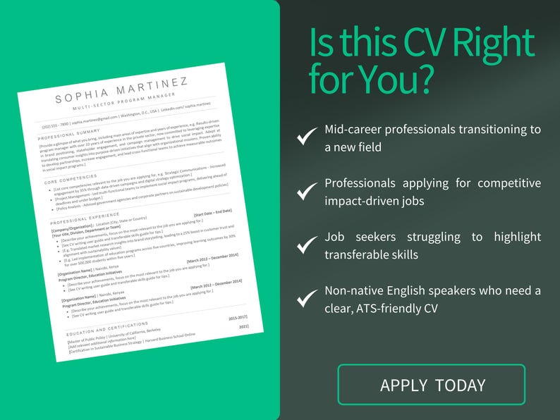 ATS Resume Template, ATS Friendly Resume Template, Professional Resume ...