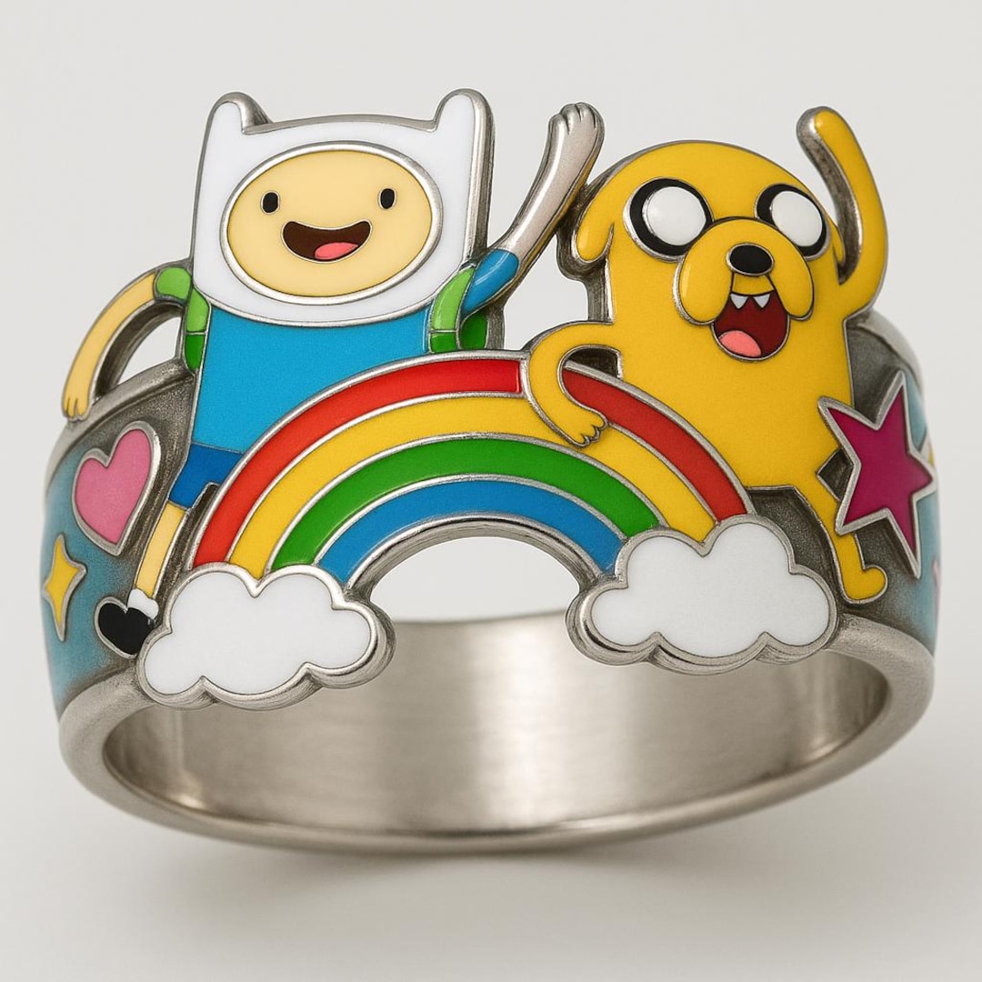 Adventure Time Ring: Finn & Jake Sterling Silver Enamel Band - Etsy