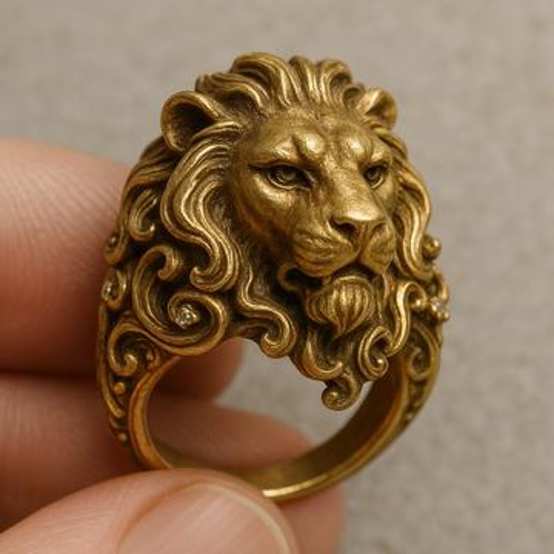 Majestic Lion Head Ring – Bold Animal King Jewelry With Vintage and ...