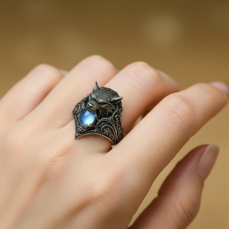 Halloween Vintage Werewolf Head Ring: Fierce Beast Halloween Jewelry - Etsy
