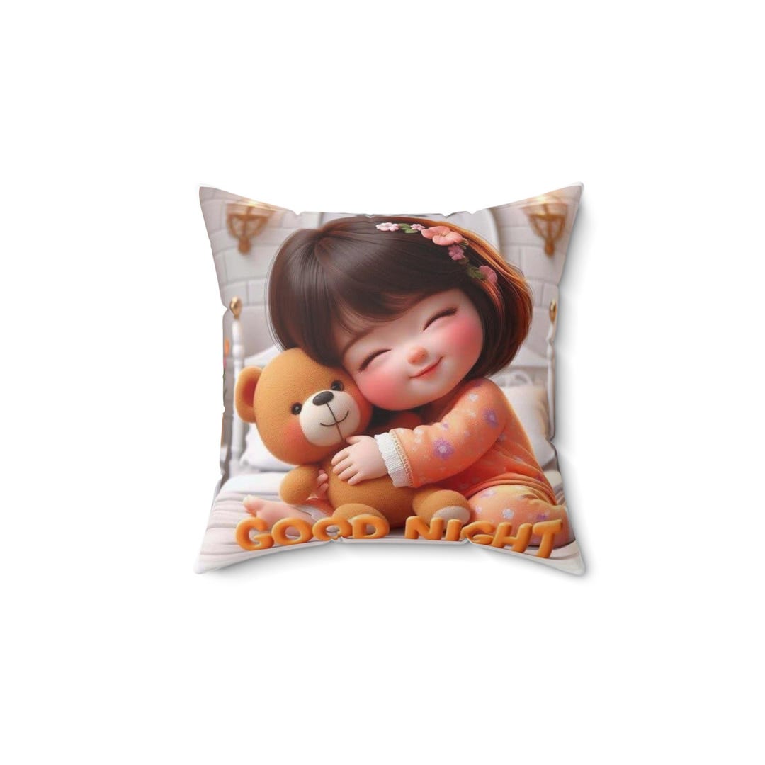 Cute Good Night Pillow, Cozy Bedroom Decor, Gift for Kids, Nursery ...