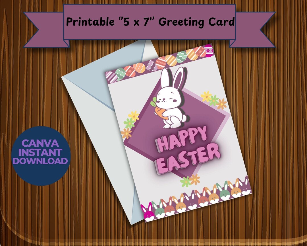 Happy Easter Card - Instant Download | 5x7” & 11x8.5” Printable Easter Greeting Card | Digital ...