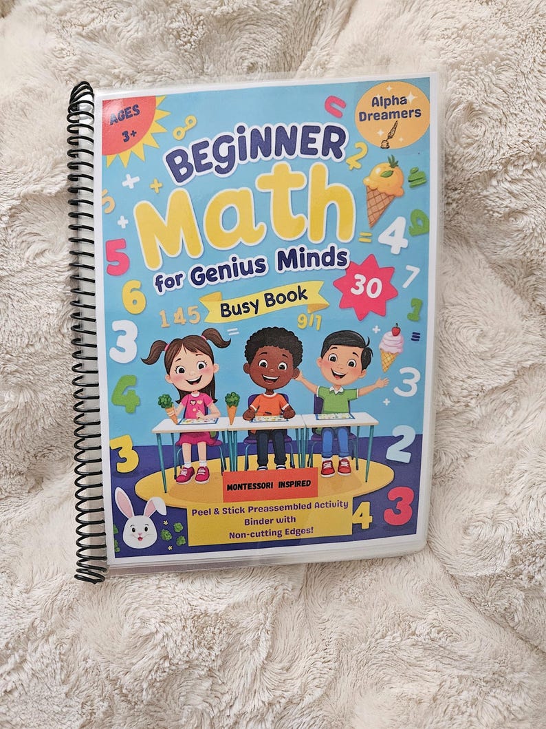 100% Assembled Math Busy Book Toddler Busy Binder Laminated Preschool ...