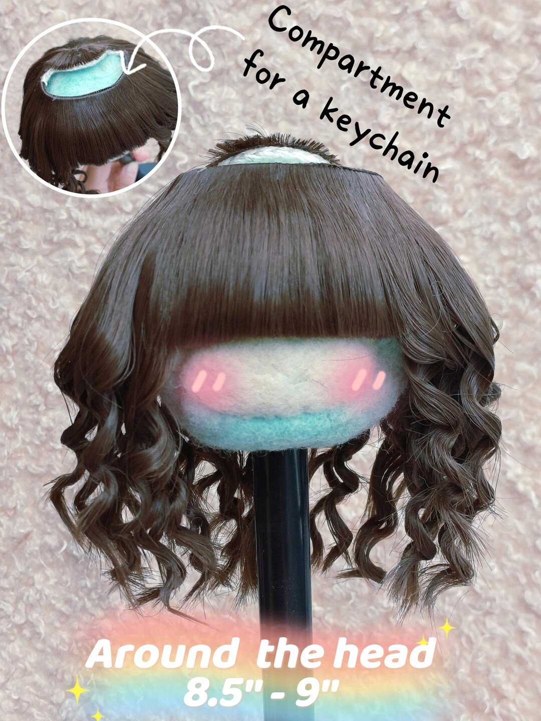 Handmade Wig for Doll Keychain Plush. Art Toy : Curly Long Hair. - Etsy
