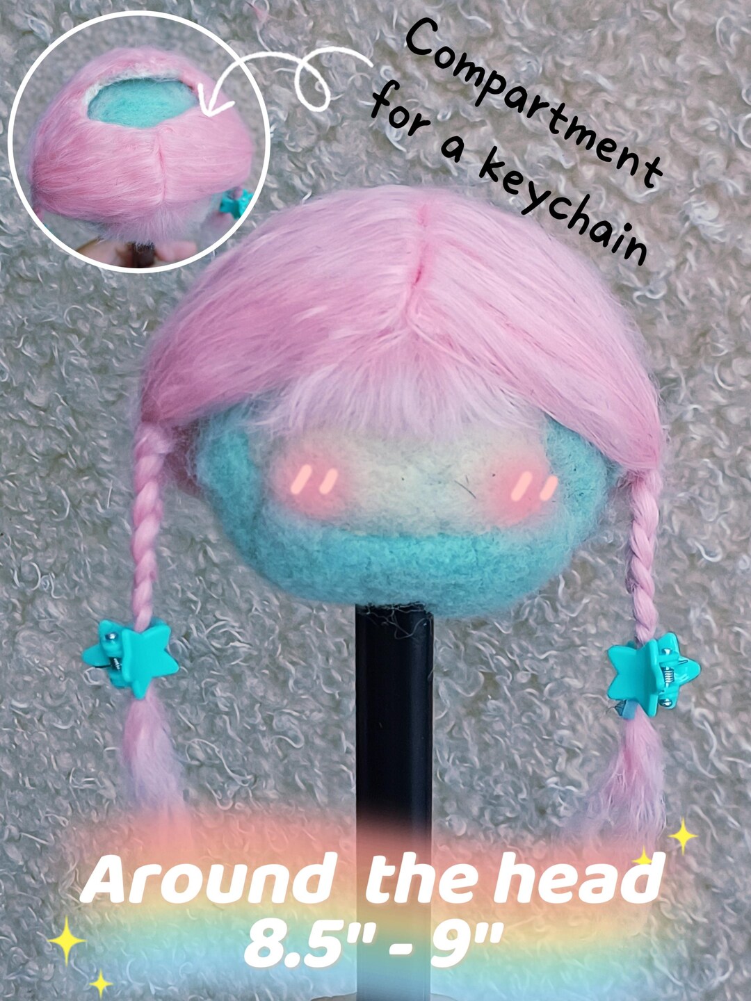 Handmade Wig for Doll Keychain Plush. Art Toy : Mohair Braid Hairstyle ...