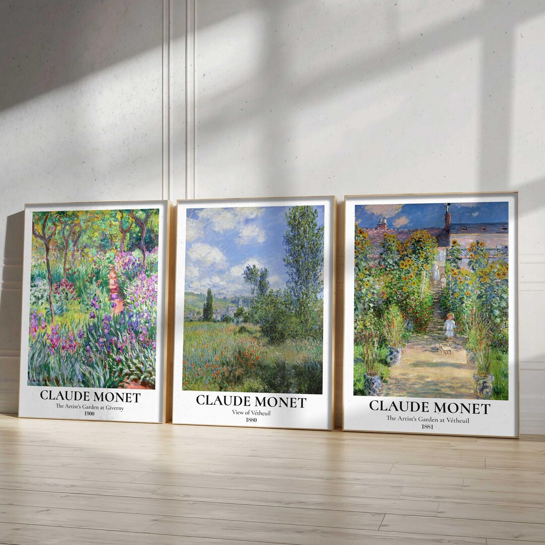 Claude Monet Garden Prints Set of 3 | View of Vétheuil, Artist’s Garden ...