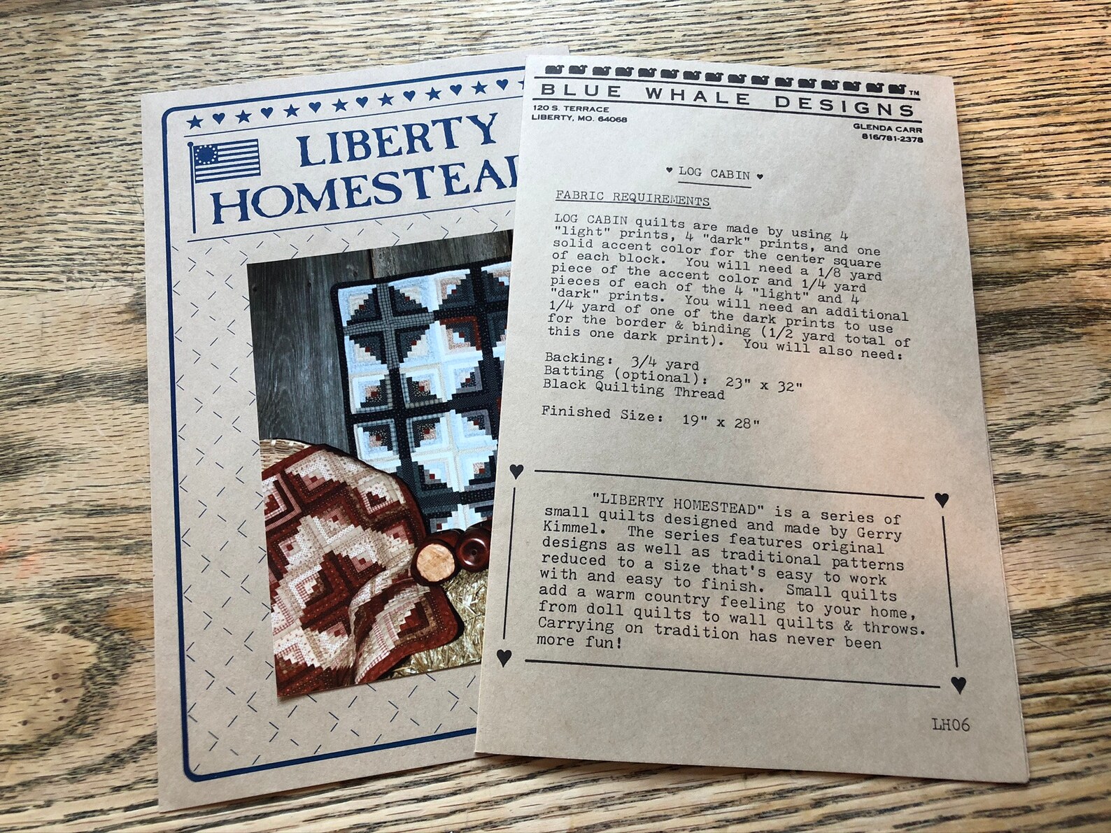 Vintage Liberty Homestead Log Cabin Quilt Wall Hanging Pattern by Blue ...