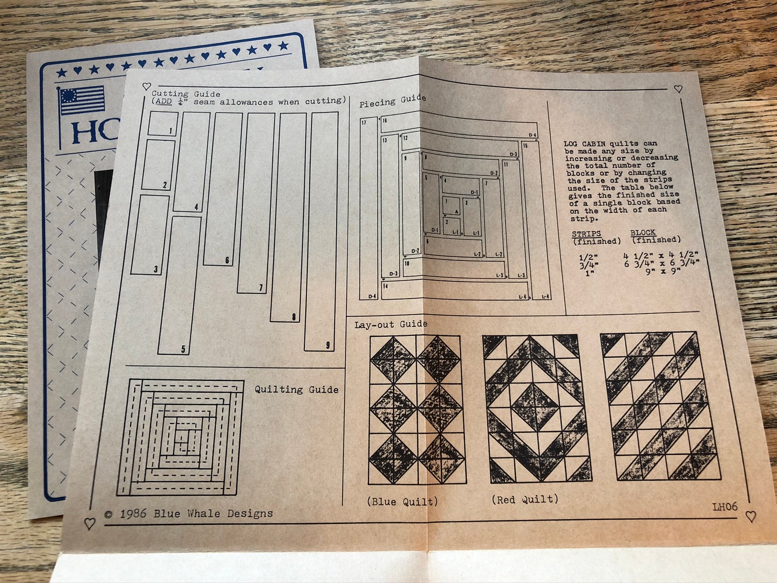 Vintage Liberty Homestead Log Cabin Quilt Wall Hanging Pattern by Blue ...