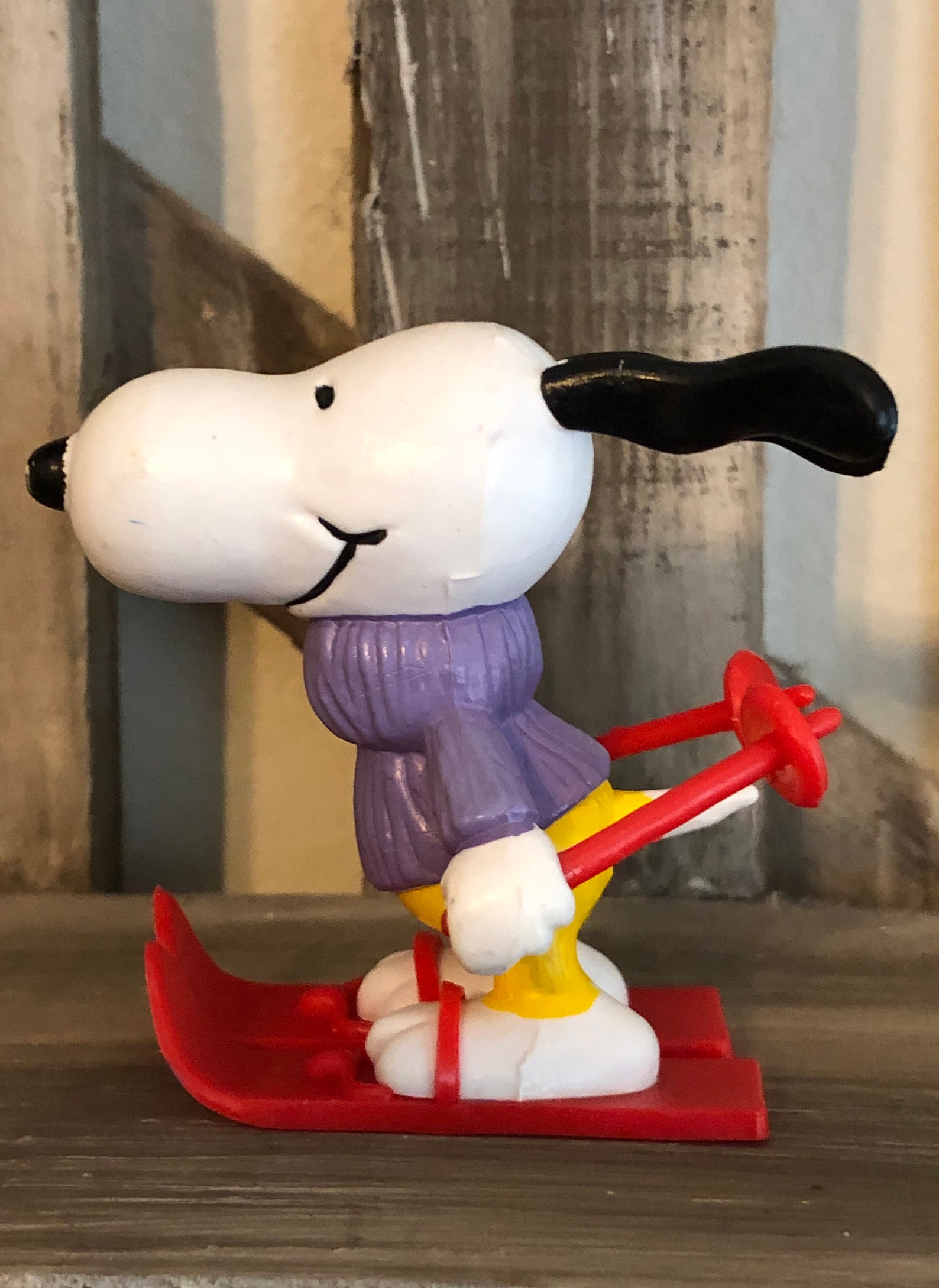 Vintage Peanuts Snoopy on Red Snow Skis Skiing PVC Miniature | Etsy