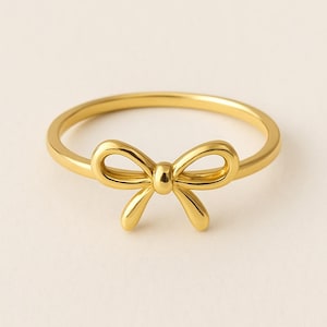 Gold Bow Ring. Minimalist Bow Ring, Elegant Everyday Jewelry - Etsy