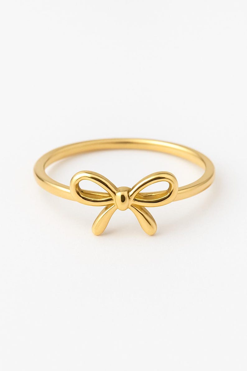 Gold Bow Ring. Minimalist Bow Ring, Elegant Everyday Jewelry - Etsy