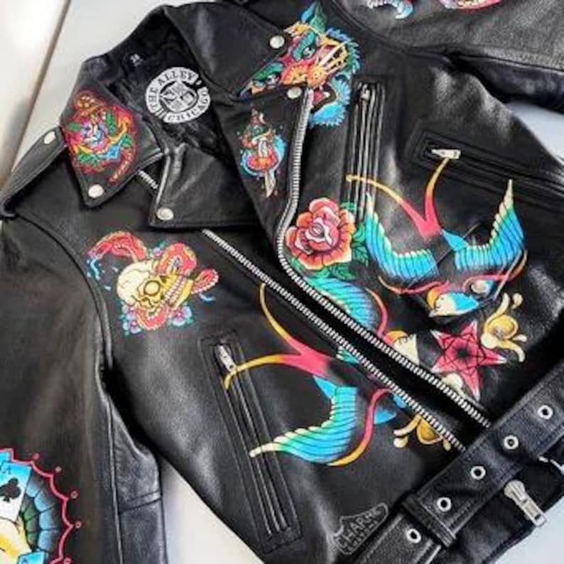 Custom Hand-painted Leather Jacket – Personalized Artwork, Unique ...