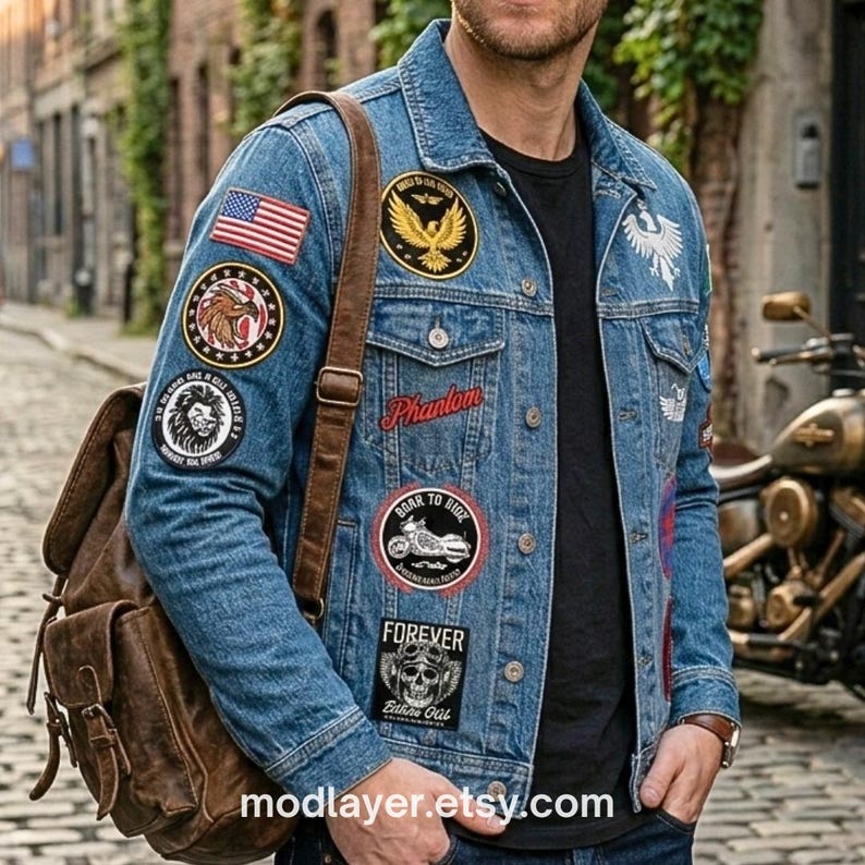 Custom Denim Jacket With Embroidered Patches – Personalized Streetwear ...