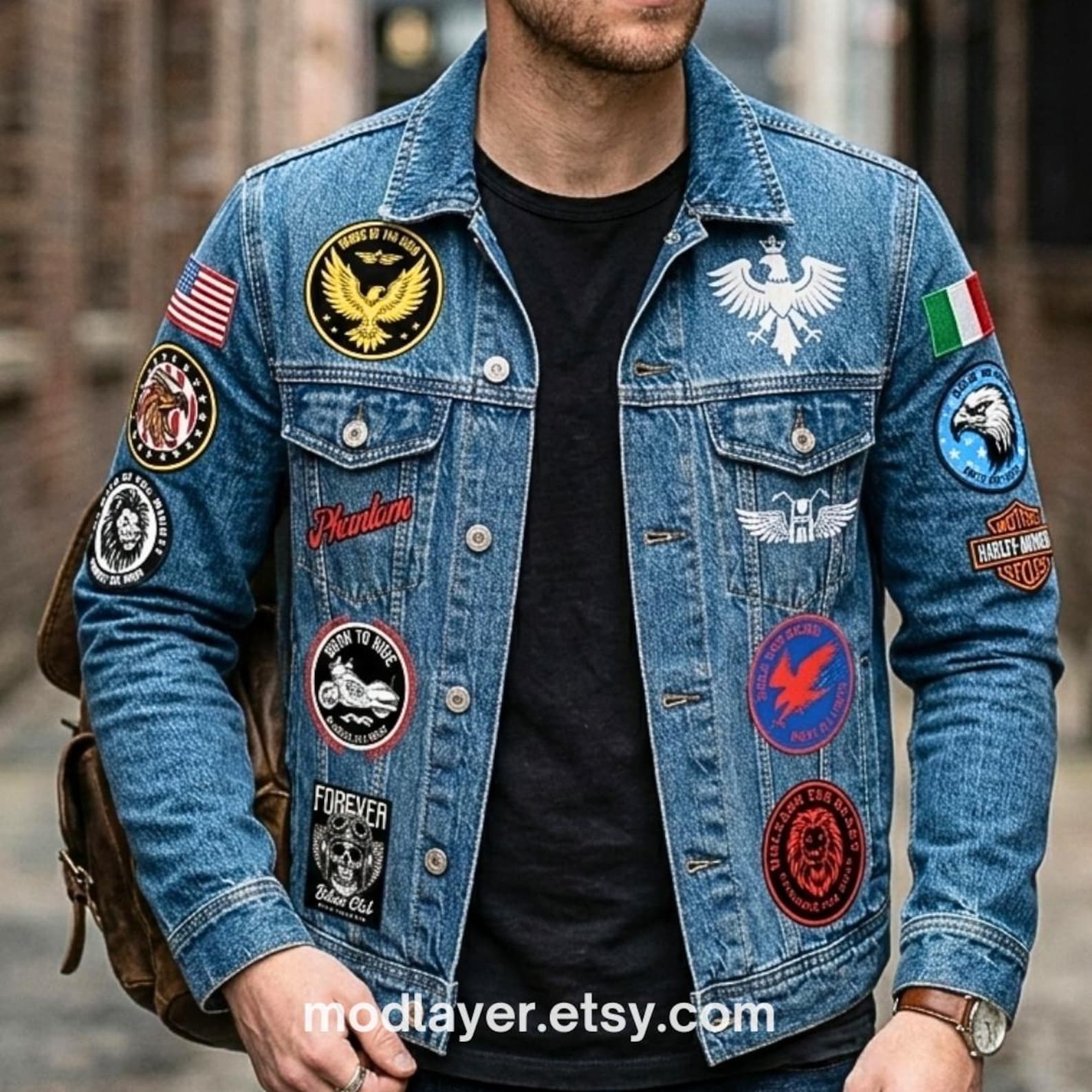 Custom Denim Jacket With Embroidered Patches – Personalized Streetwear ...