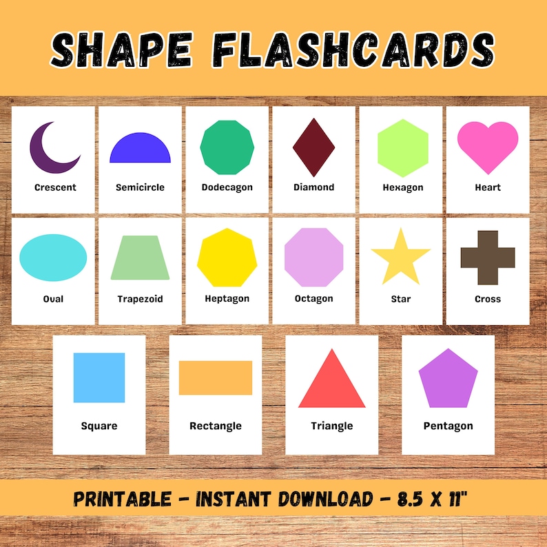 Colorful Geometric Shapes Flashcards: Homeschool & Preschool (printable ...